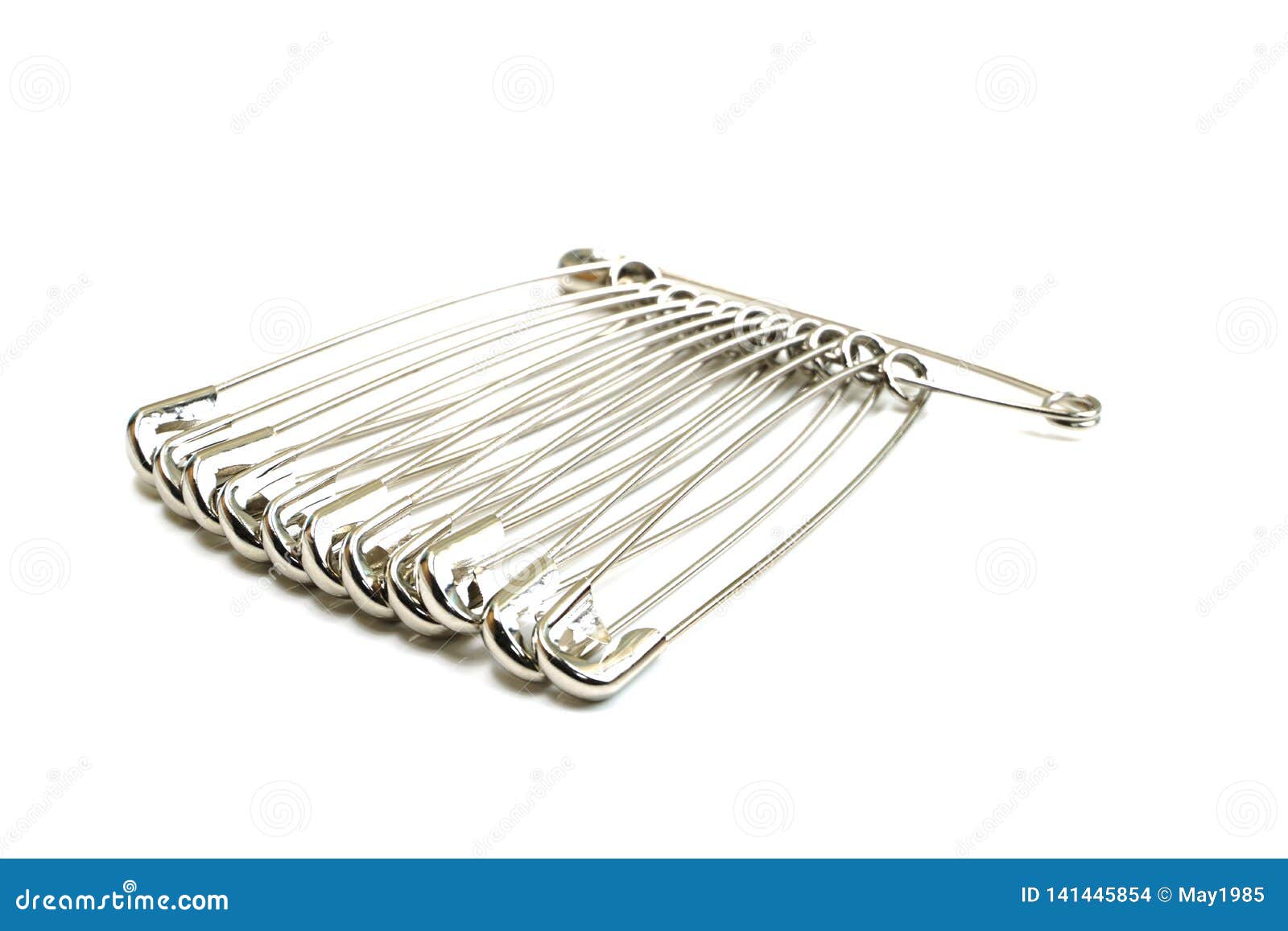 Metal Safety Pins Isolated on White Background Stock Photo - Image of ...