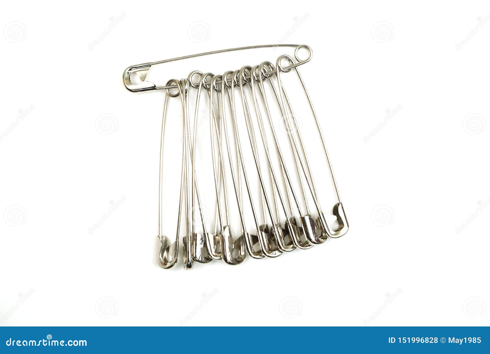 Metal Safety Pins Isolated on White Background Stock Photo - Image of ...