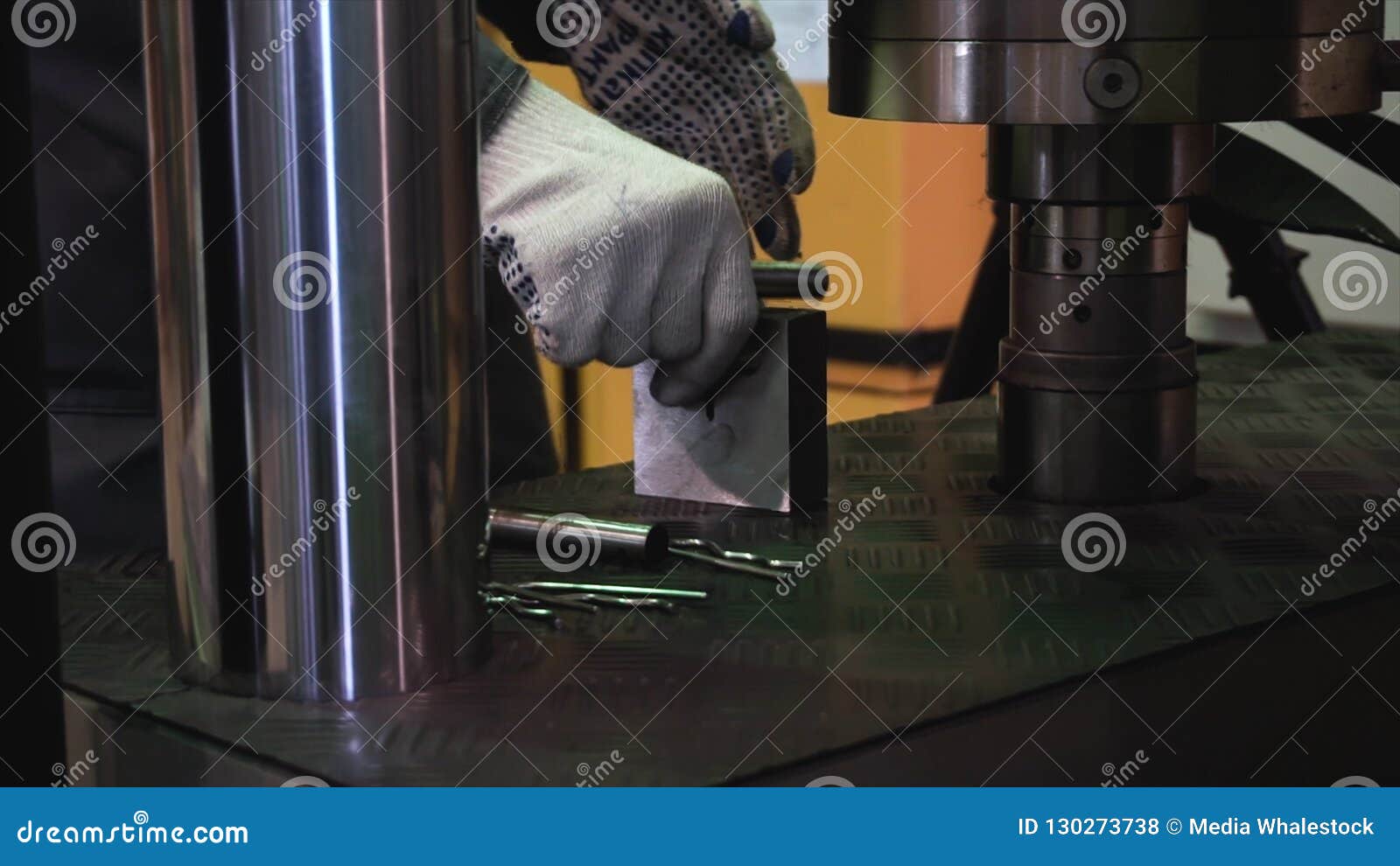 Metal Sample Is Tested For Compressive Strength. Footage. Close-up Of ...