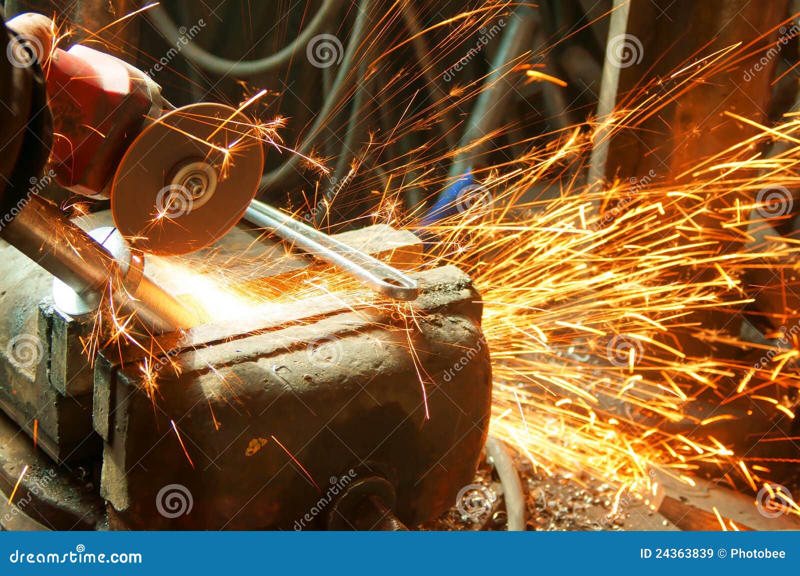 Metal sawing stock image. Image of blur, light, manufacturing - 24363839