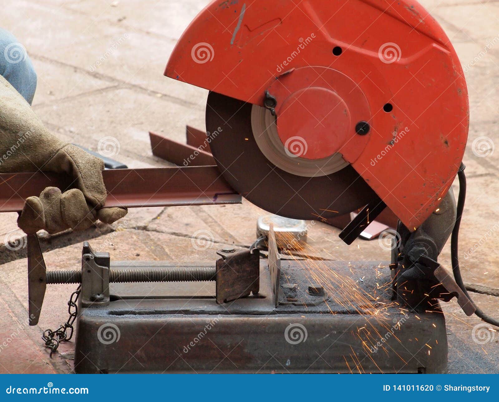 Metal sawing close up stock photo. Image of manufacture - 141011620