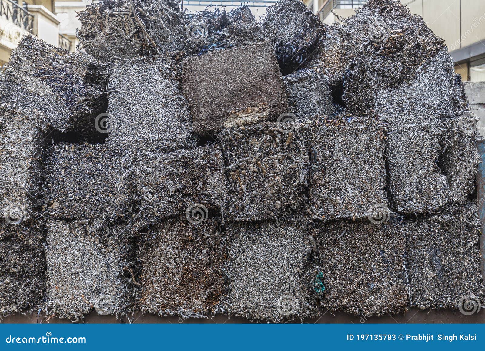 Metal Scrap Compressed into a Solid Metal Scrap Cubes, Ready for ...