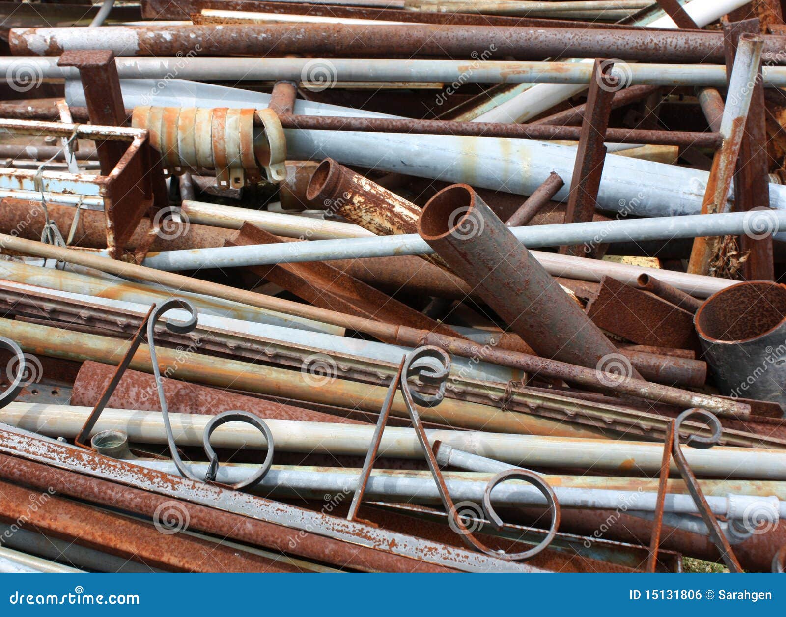 Metal Scrap Pile stock photo. Image of pipes, recycling - 15131806