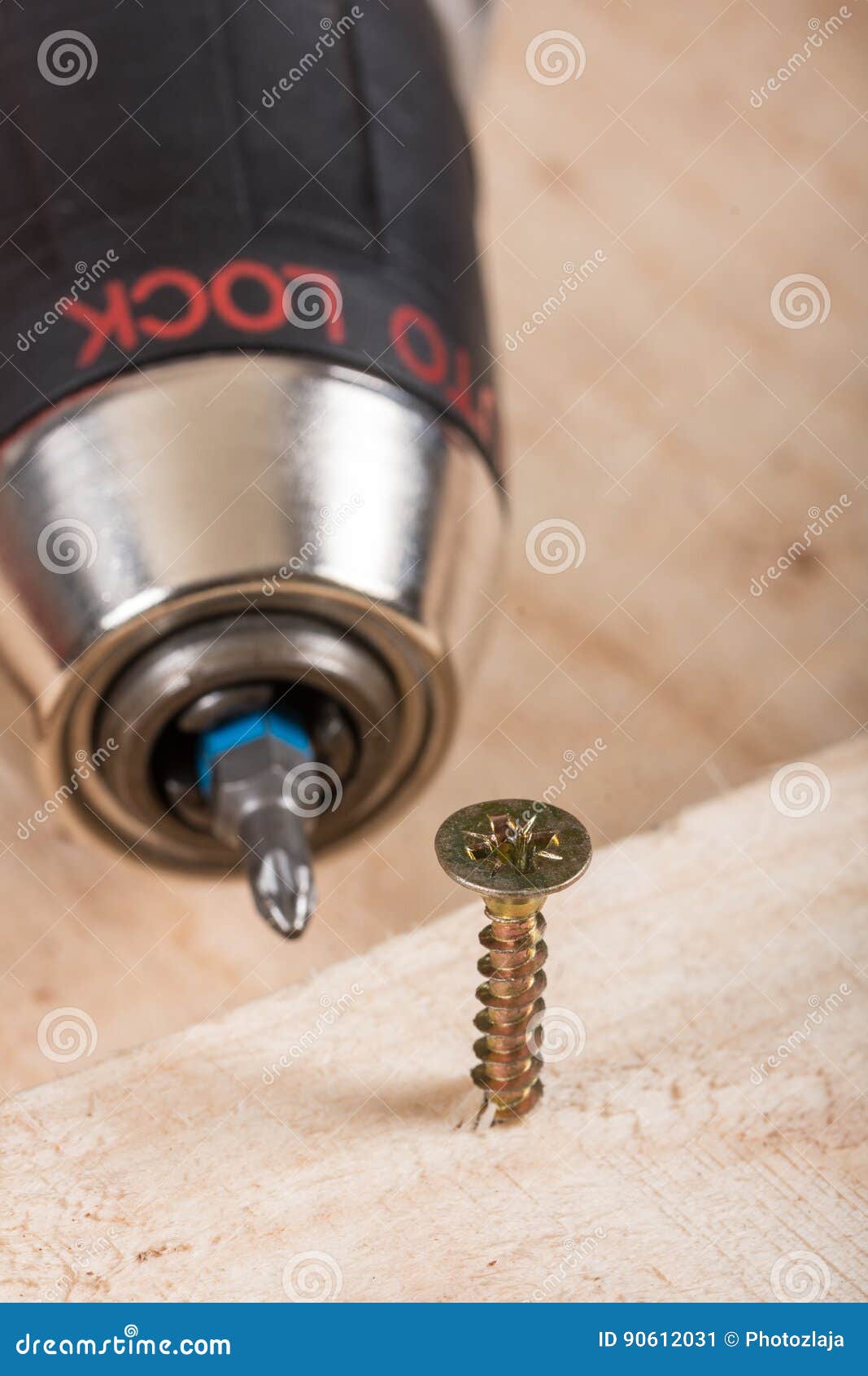 Metal Screwed into a Wooden Board Stock Image - Image of carpenter ...