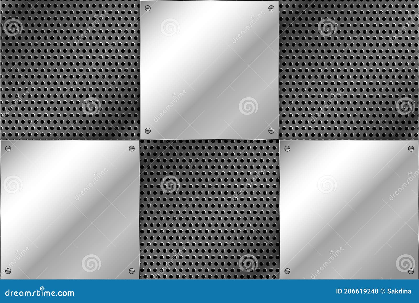 Metal with Screws on Perforated Texture. Stock Vector - Illustration of ...
