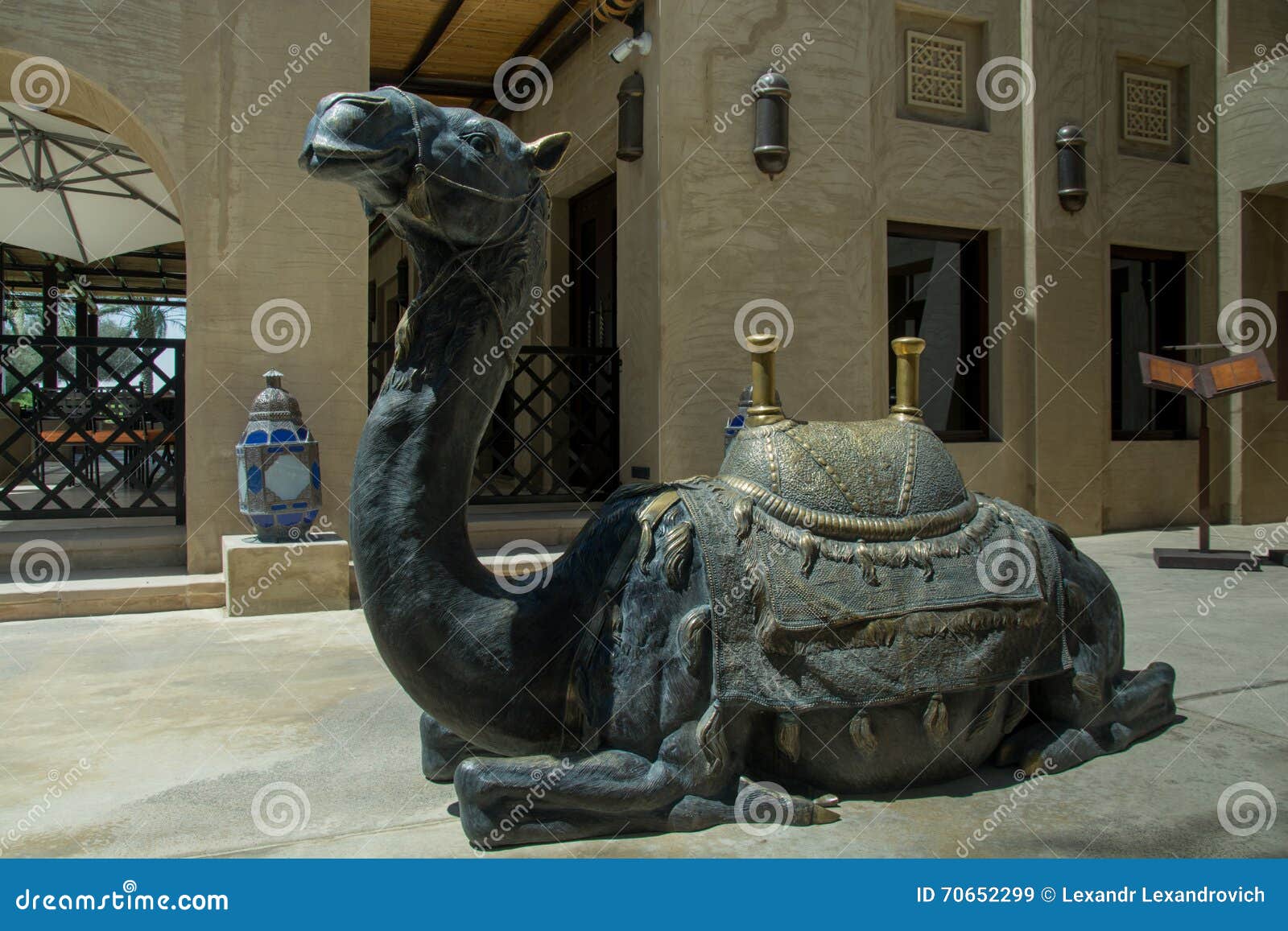 Metal Sculpture of a Camel in the Desert Luxury Resort Editorial Stock ...