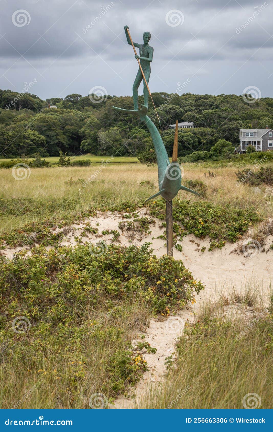 Metal Sculpture of a Harpooner on the Beach Editorial Photo - Image of ...