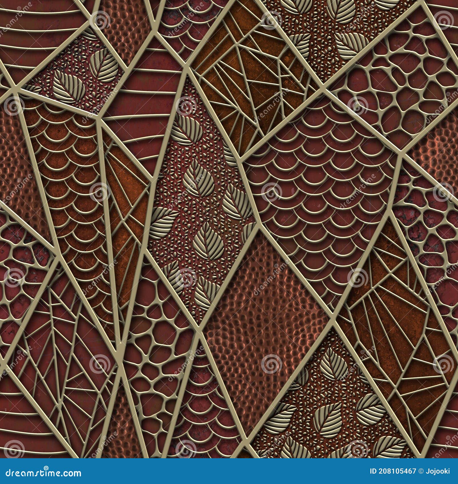 Metal Seamless Texture with Patchwork Pattern, Bronze and Cooper Color ...