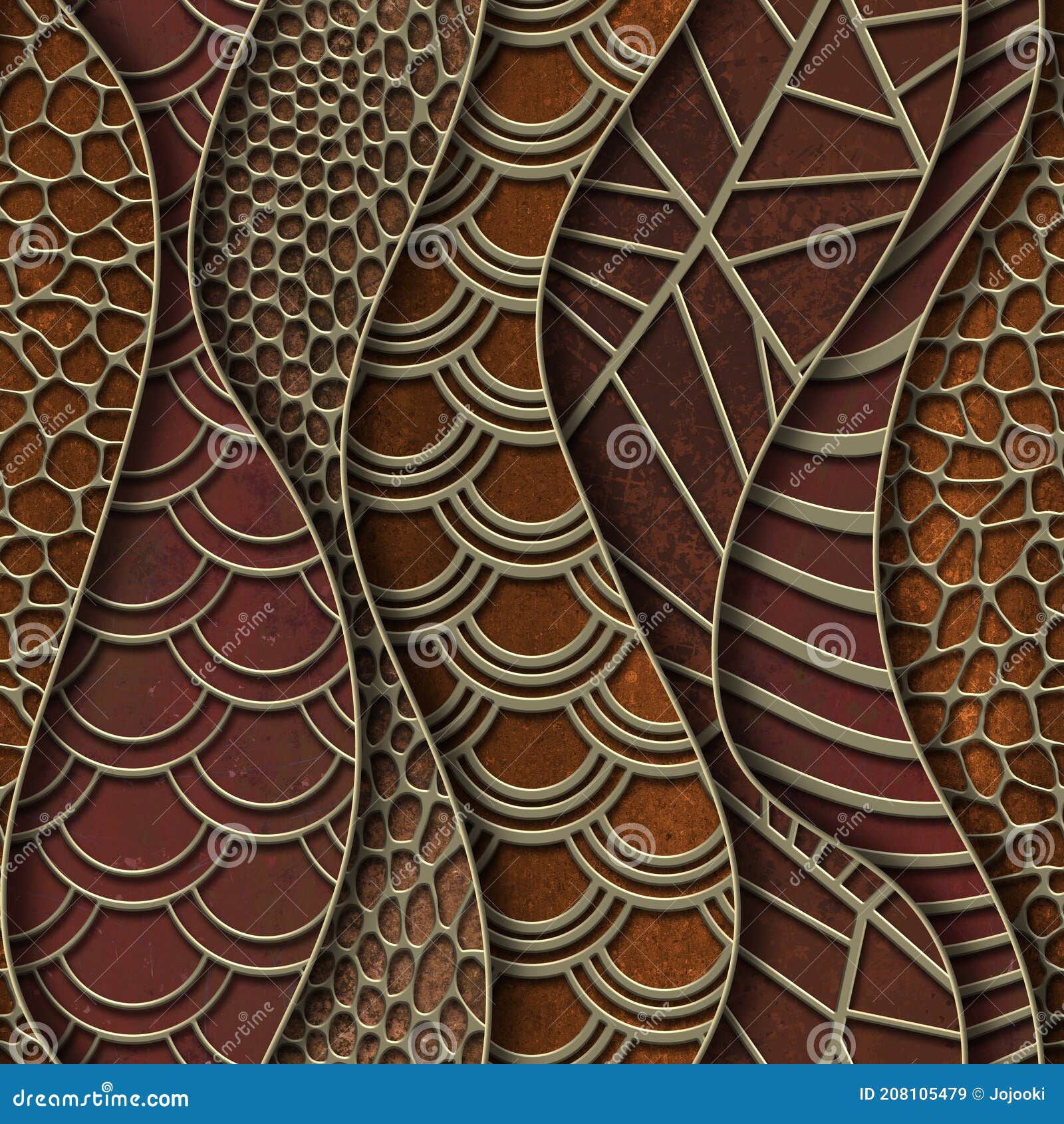 Metal Seamless Texture with Patchwork Pattern, Bronze and Cooper Color ...