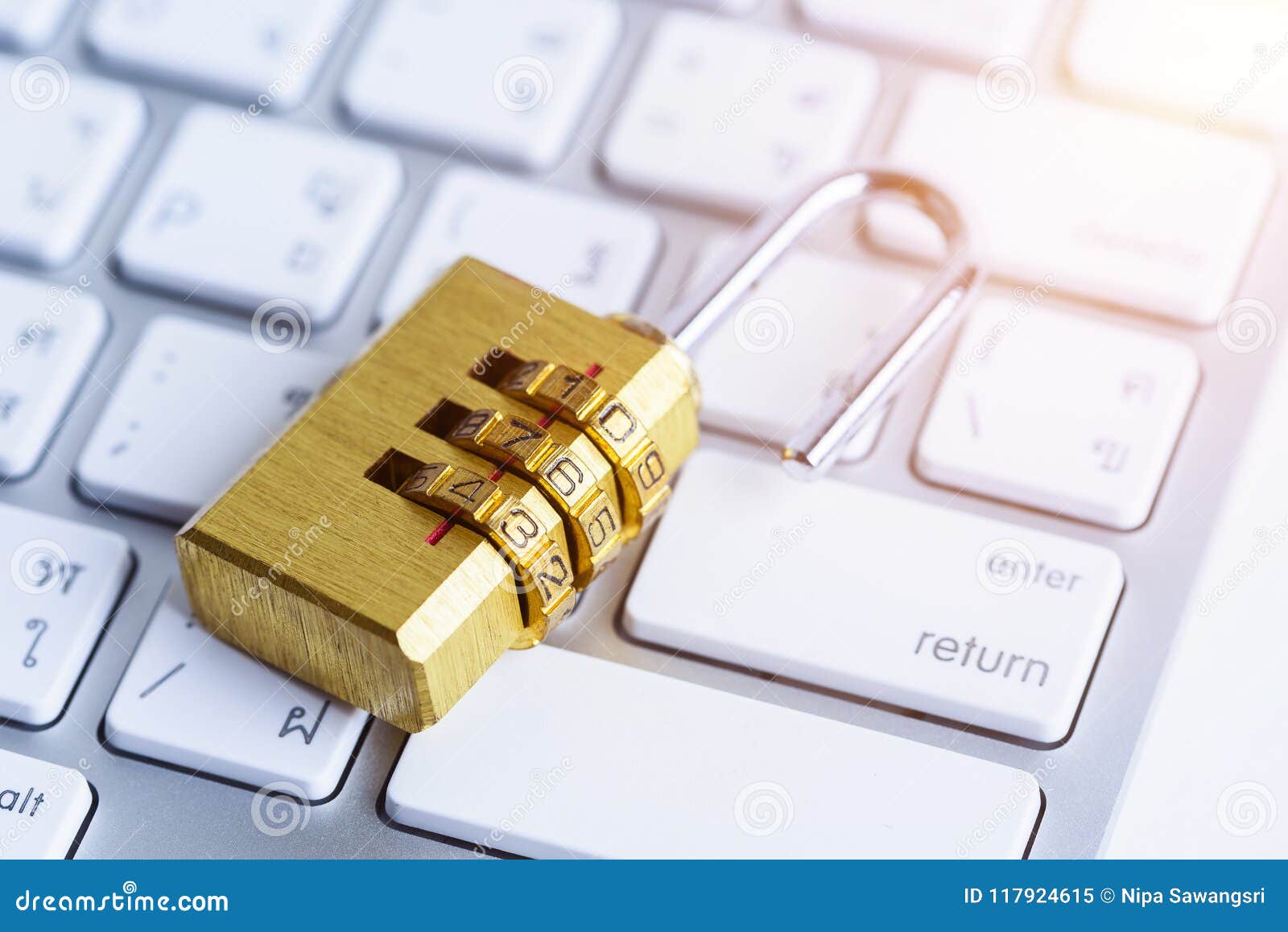 Metal Security Lock With Pass Code Or Password On Computer Keyboard Stock Image Image Of