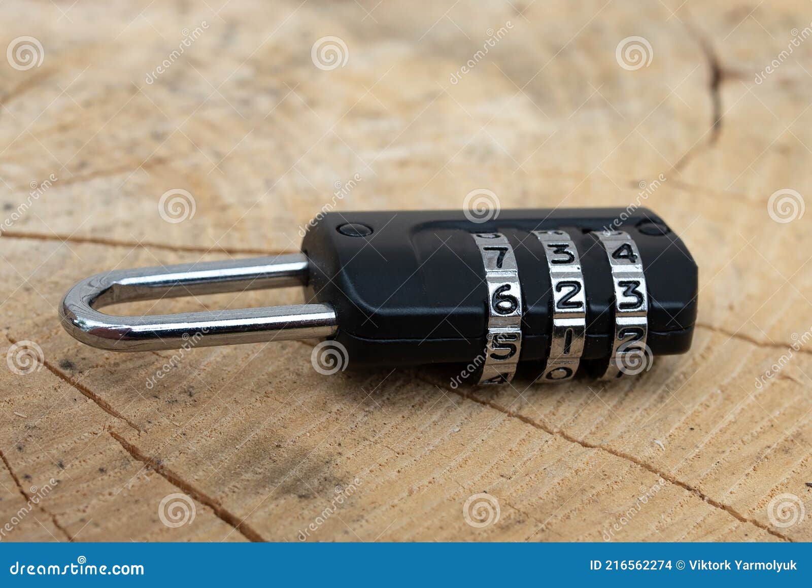 Metal Security Lock with Passcode on Wooden Table Stock Photo - Image ...