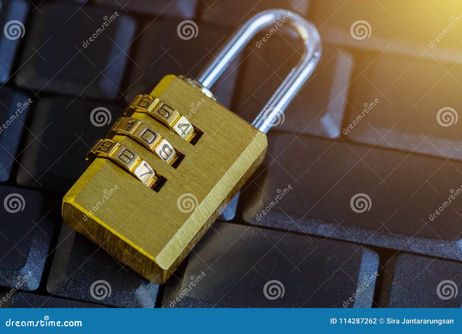 Metal Security Lock with Password on Computer Keyboard Stock Photo ...