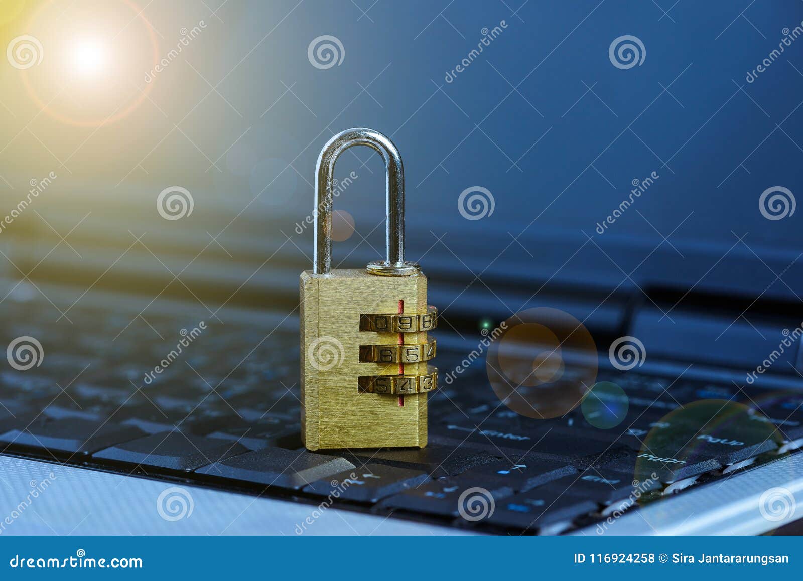 Metal Security Lock with Password on Computer Keyboard Stock Photo ...