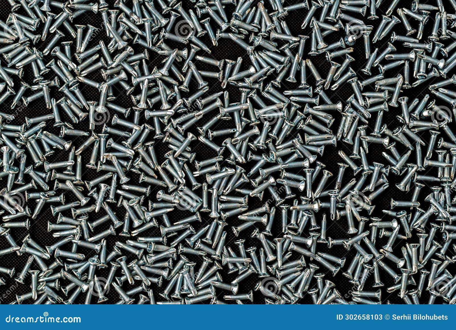 Metal Self-tapping Screws on Black Background Stock Image - Image of ...