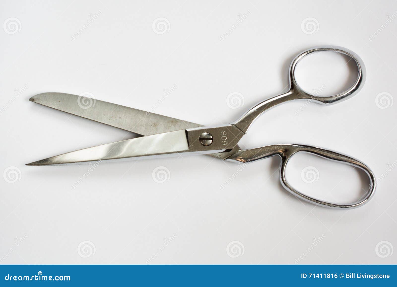 Metal Sewing Scissors Half Open Isolated on White Stock Photo - Image ...