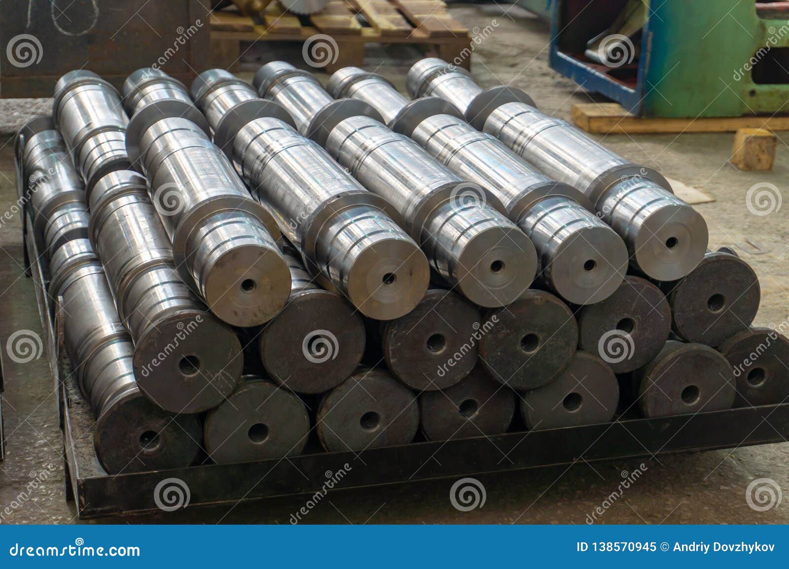 Metal Shafts Stacked in a Row in Stock Stock Image - Image of metal ...