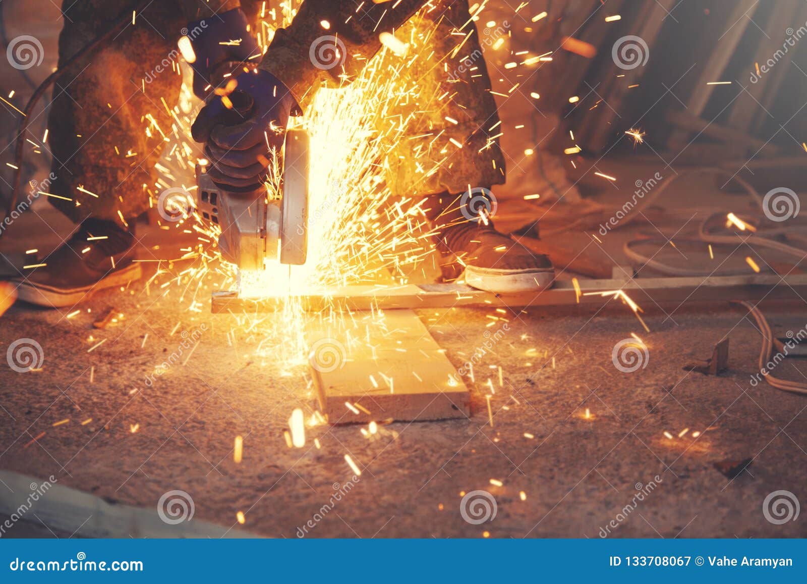 Metal with sharp sparks stock image. Image of grinder - 133708067