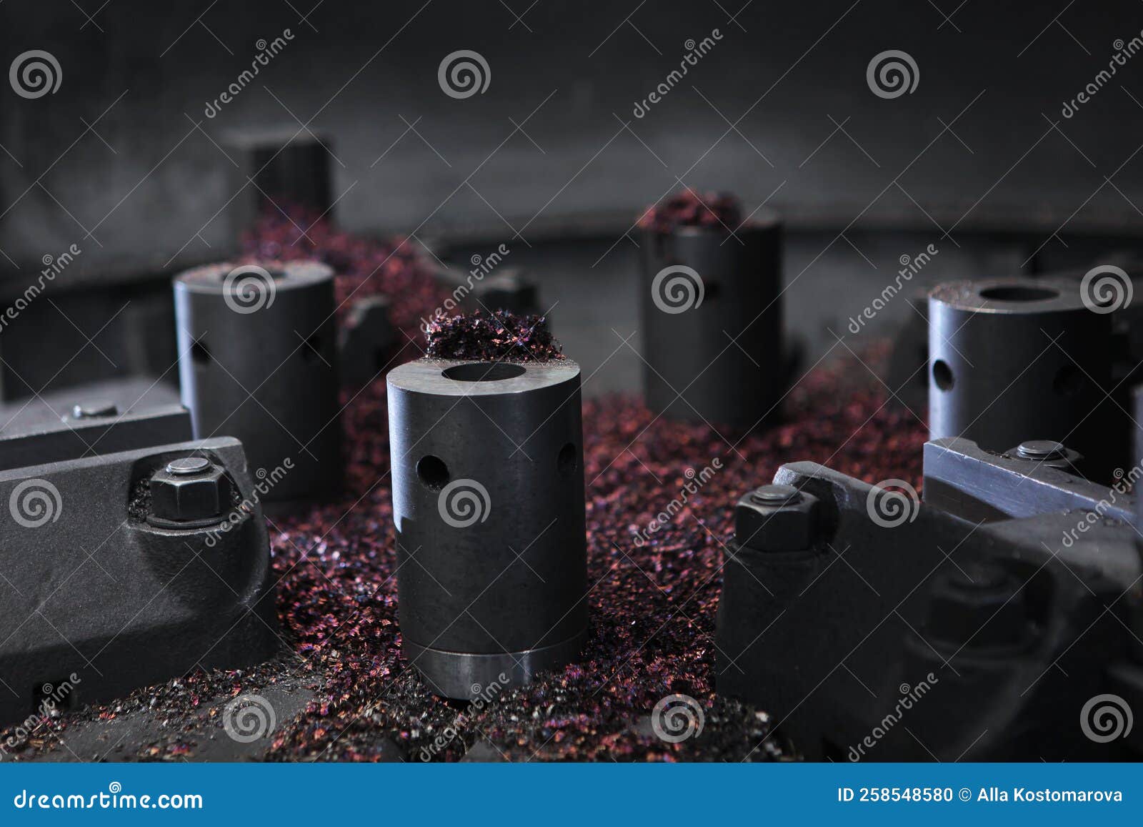 Metal Shavings on the Machine. Production of Bearings. Stock Photo ...