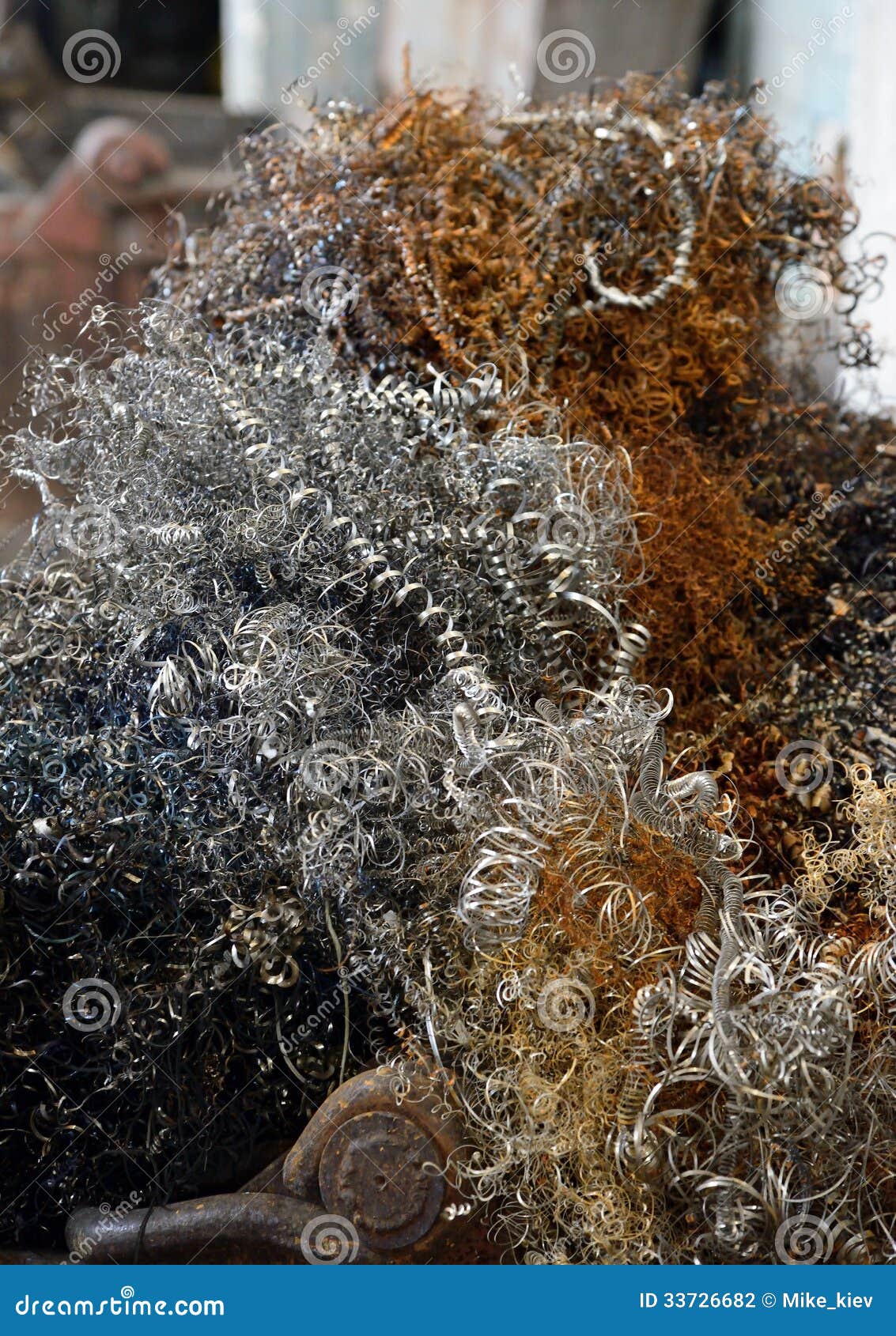 Metal Shavings Of Different Shapes, Waste After Tool Steel, Cutters ...