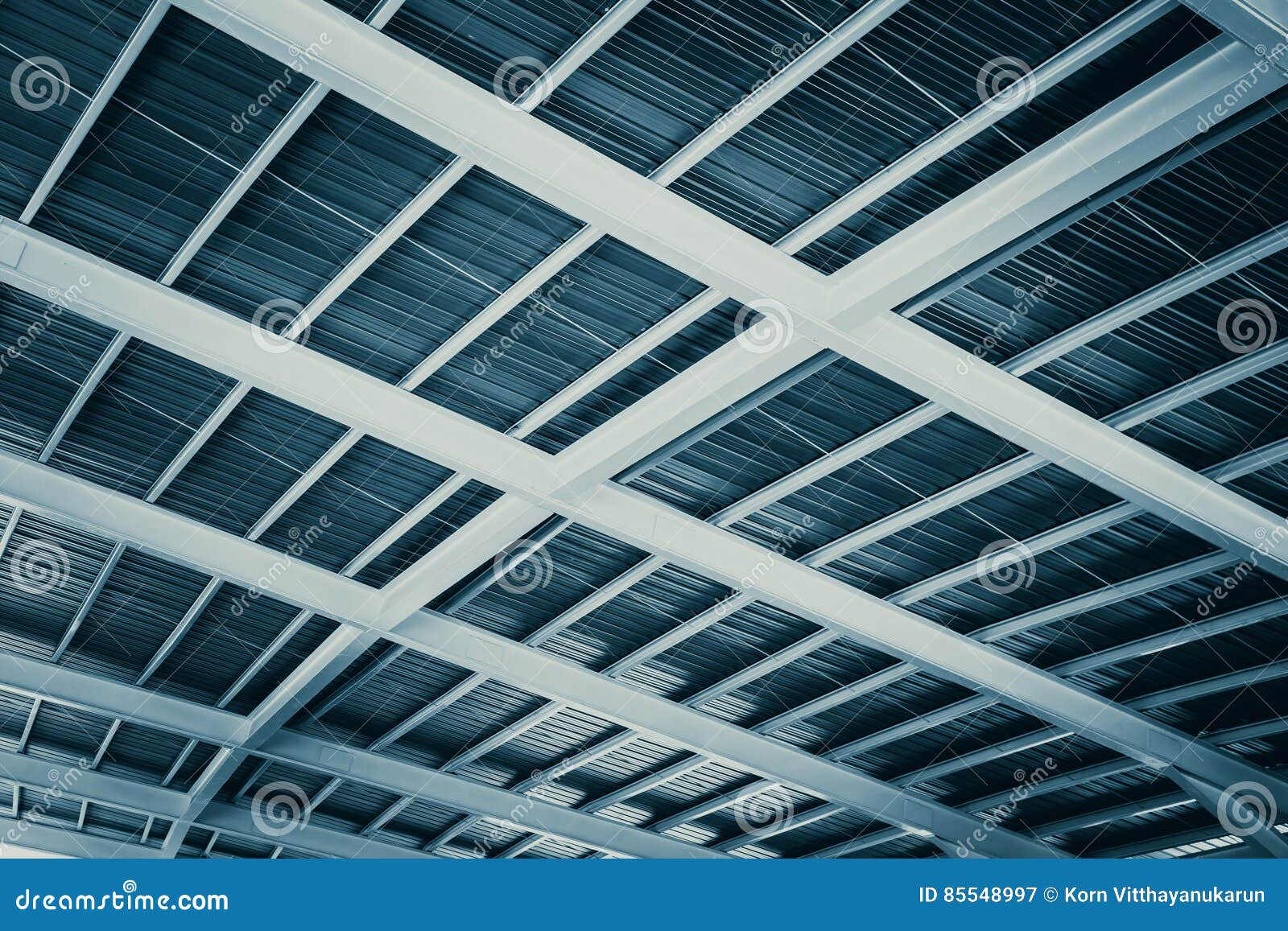 Metal Sheet and Steel Beams Under Warehouse Roof Stock Image - Image of ...