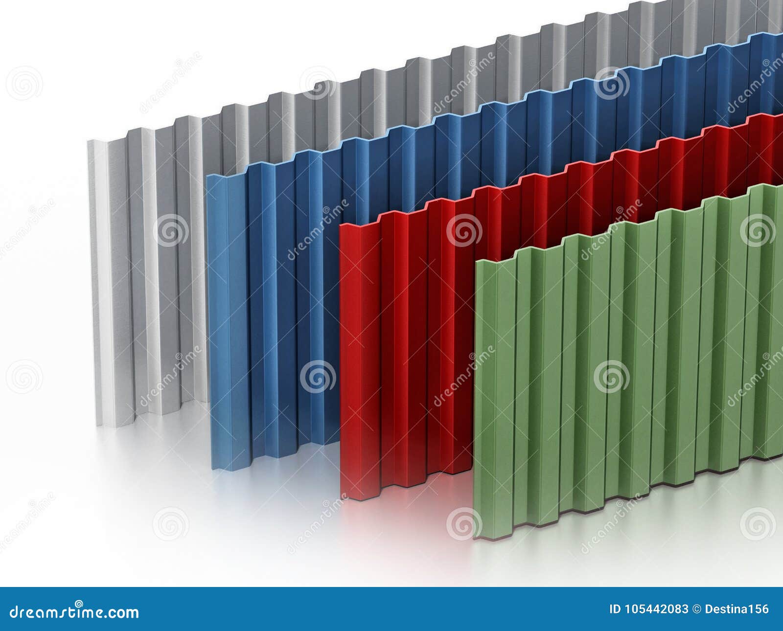 Metal Sheets Stack with Various Colors. 3D Illustration Stock ...