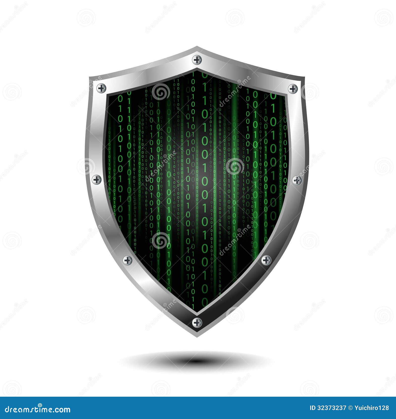 Metal Shield with Binary Code Stock Illustration - Illustration of ...