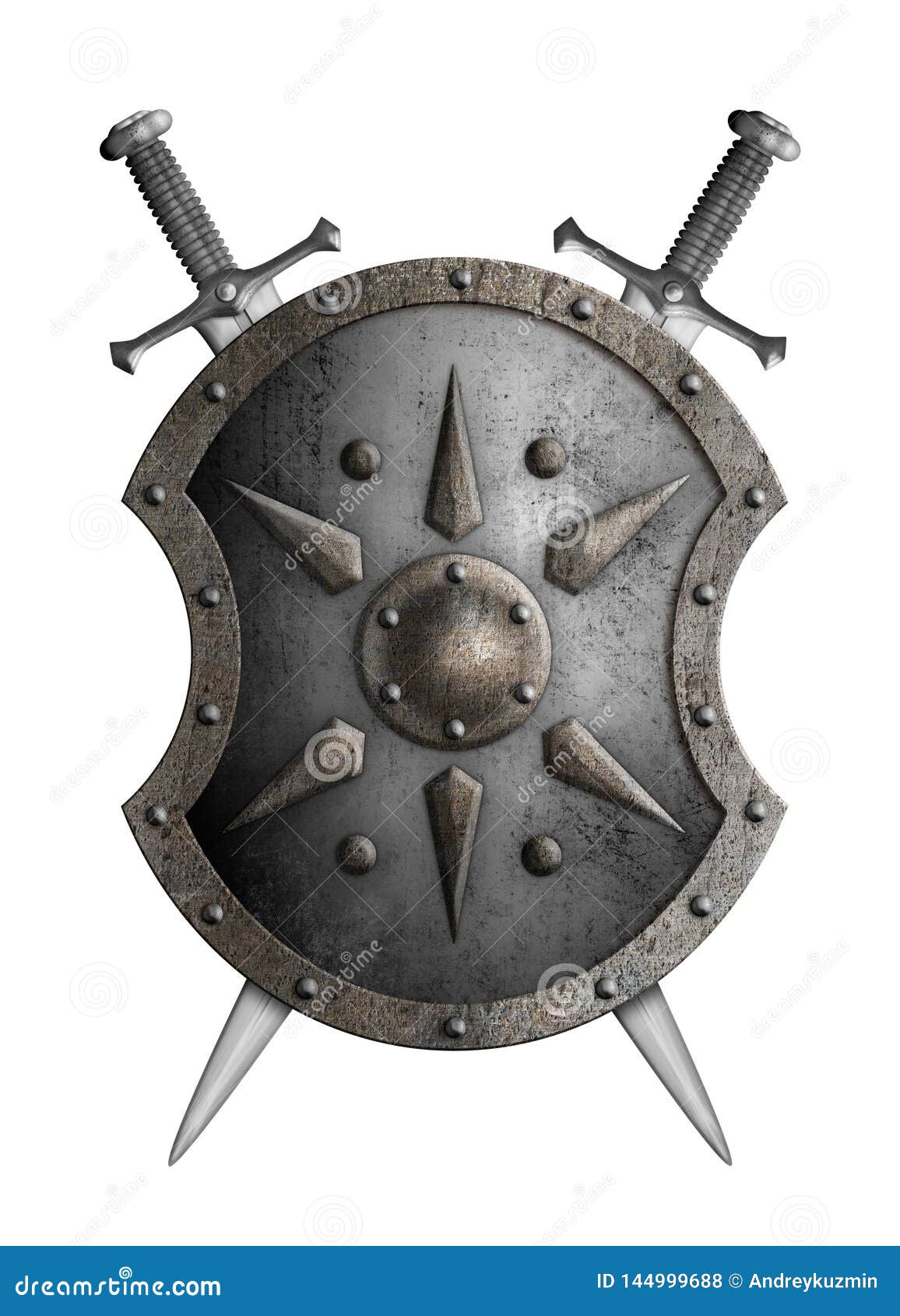 Metal Shield with Crossed Swords Isolated 3d Illustration Stock ... Metal Shield with Crossed Swords Isolated 3d Illustration Stock ...