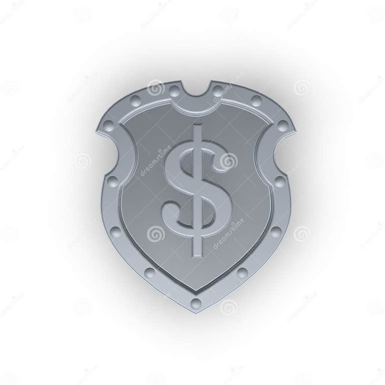 Metal Shield with Dollar Sign Stock Illustration - Illustration of ...