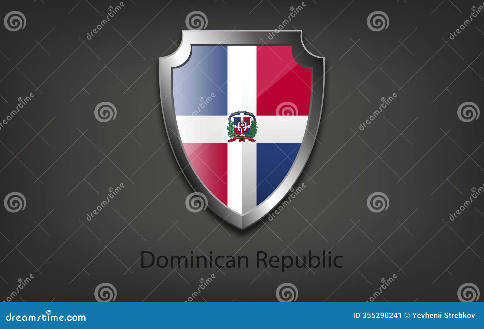 Metal Shield with the Flag of DOMINICAN REPUBLIC. Vector Stock ...