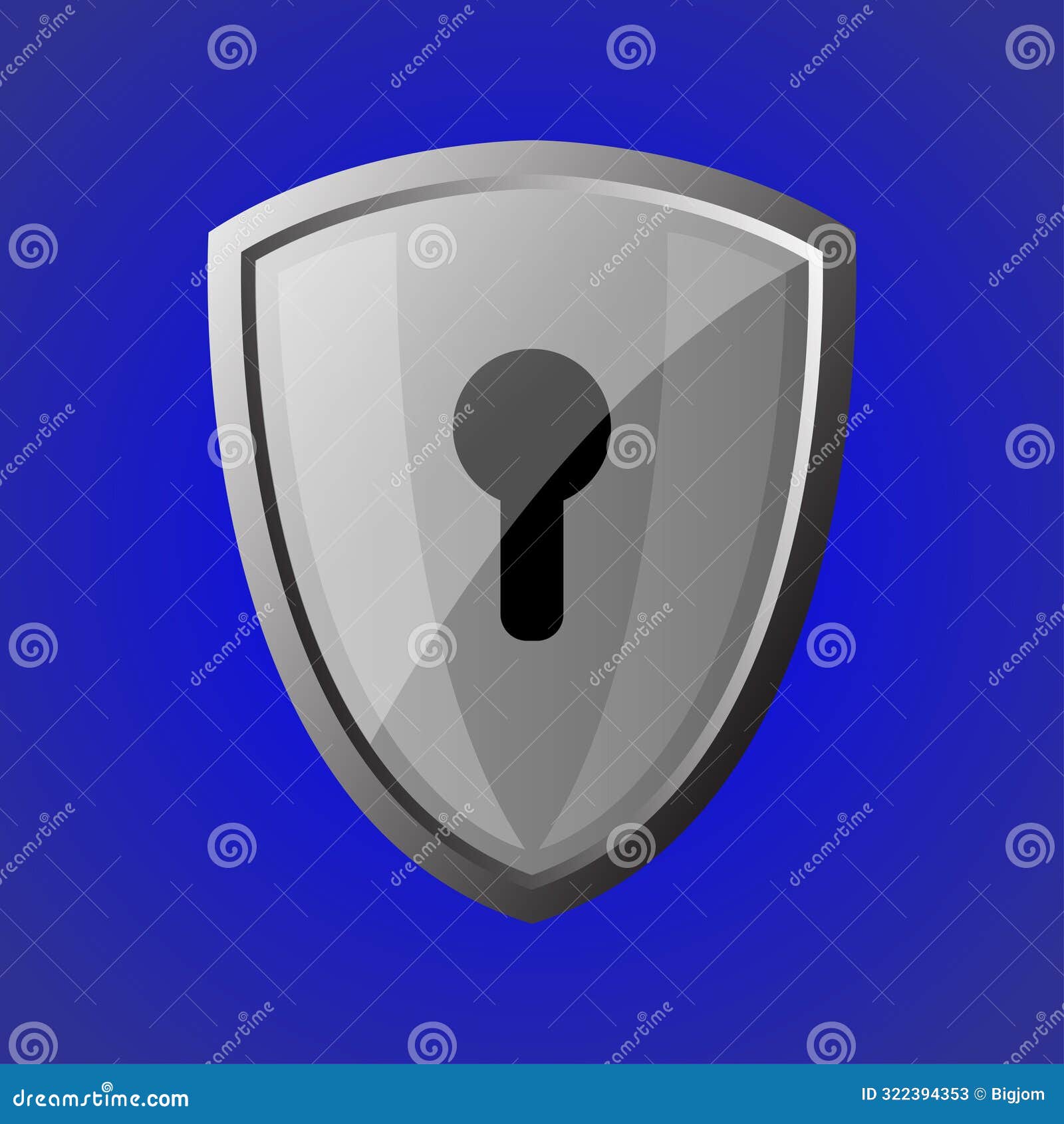 Metal Shield with Keyhole Isolated on Blue Background Stock Vector ...