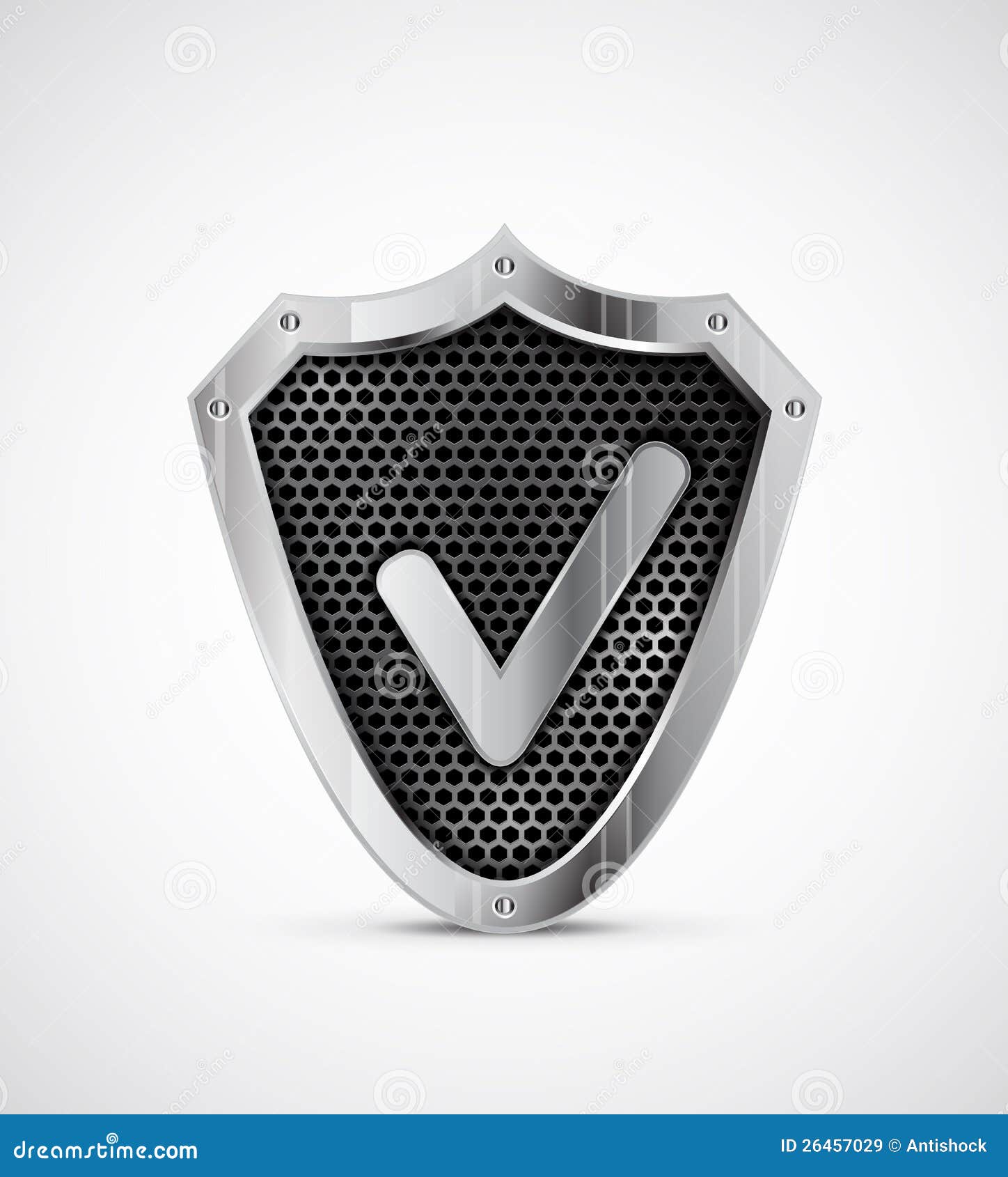 Metal Shield with Tick. Vector Protection Icon Stock Vector ...