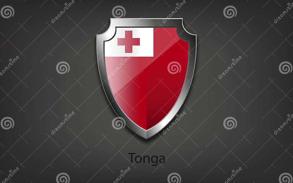 Metal Shield with Tonga Flag. Vector Stock Illustration - Illustration ...