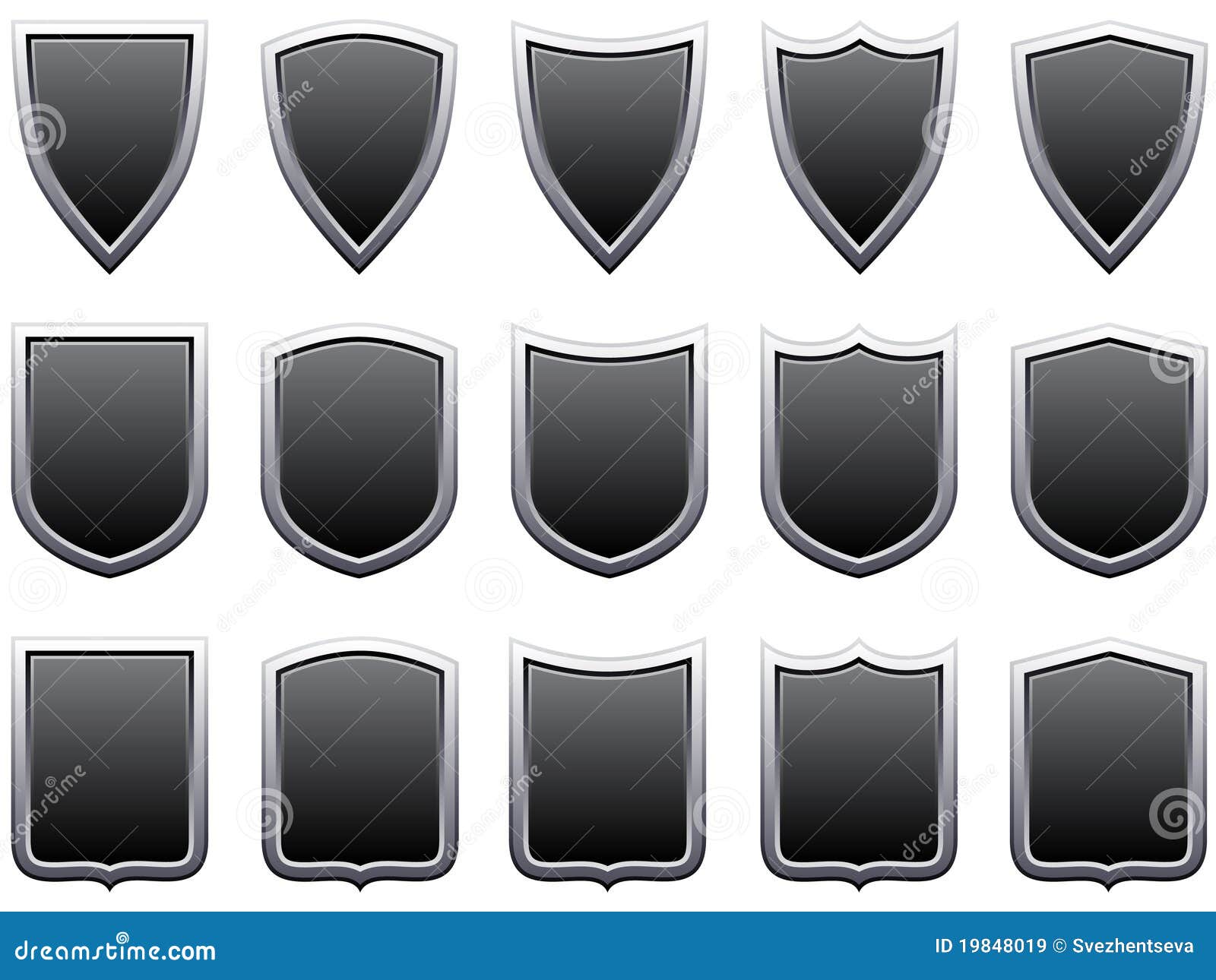 Metal shields stock vector. Illustration of shapes, metal - 19848019