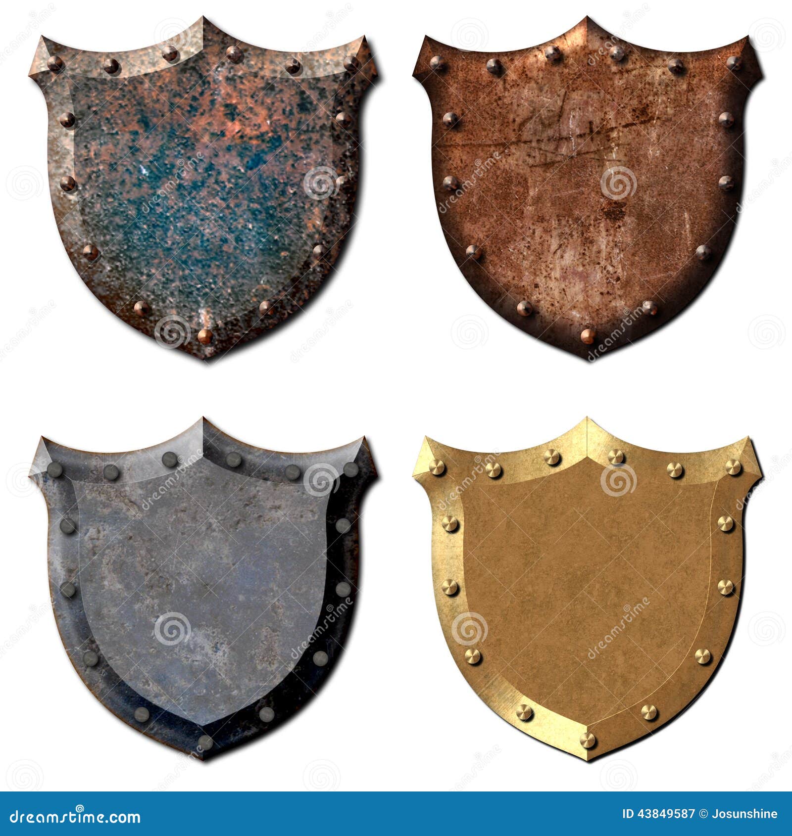 Red Metal Shields. Shiny Blank Signs Vector Illustration ...