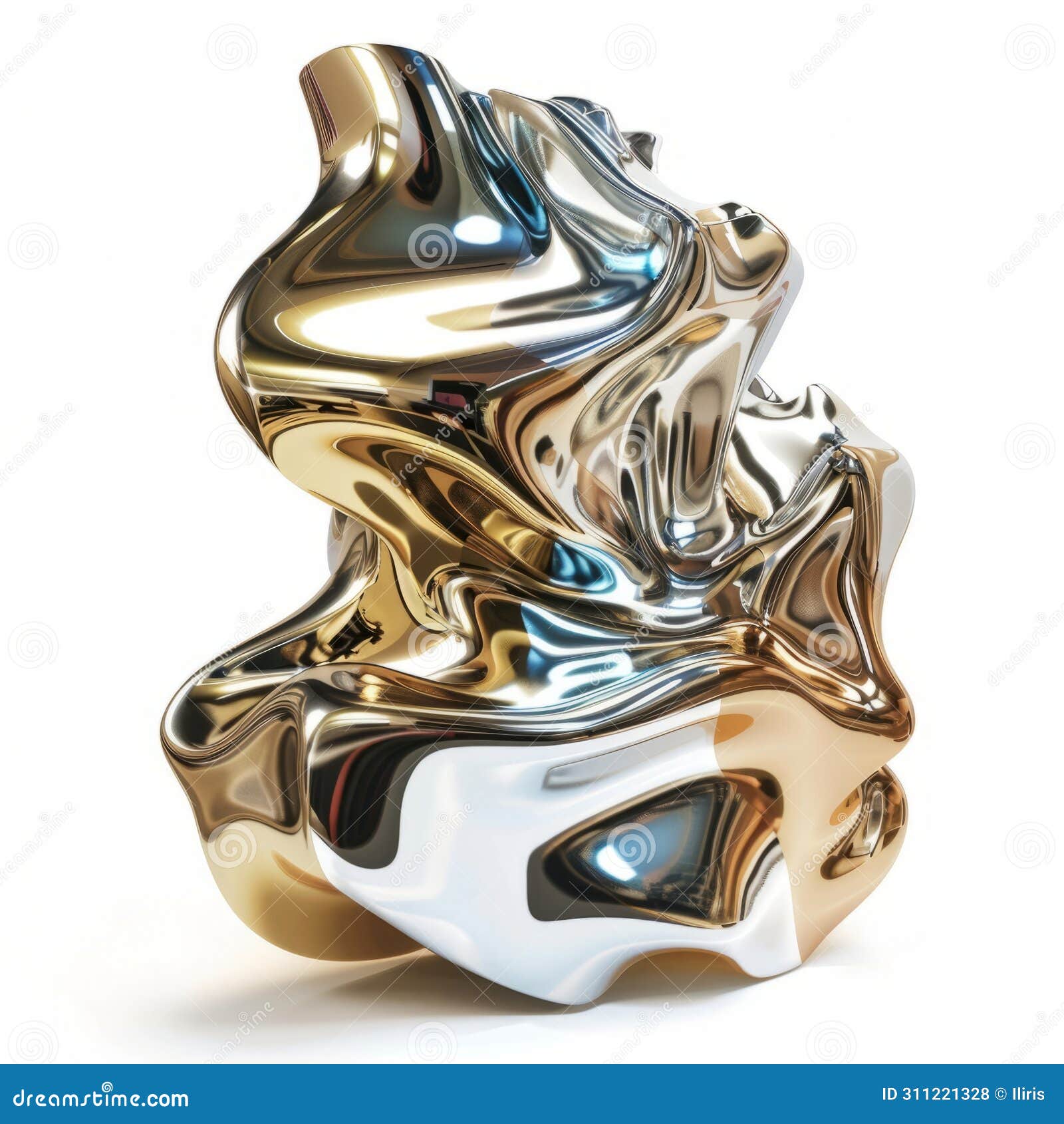 Metal Shiny 3D Abstract Glowing Form. Neon Glowing Flowing Design ...