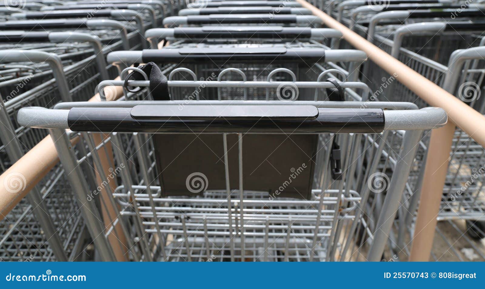 Metal Shopping Carts in a Row Stock Image - Image of metal, outside ...