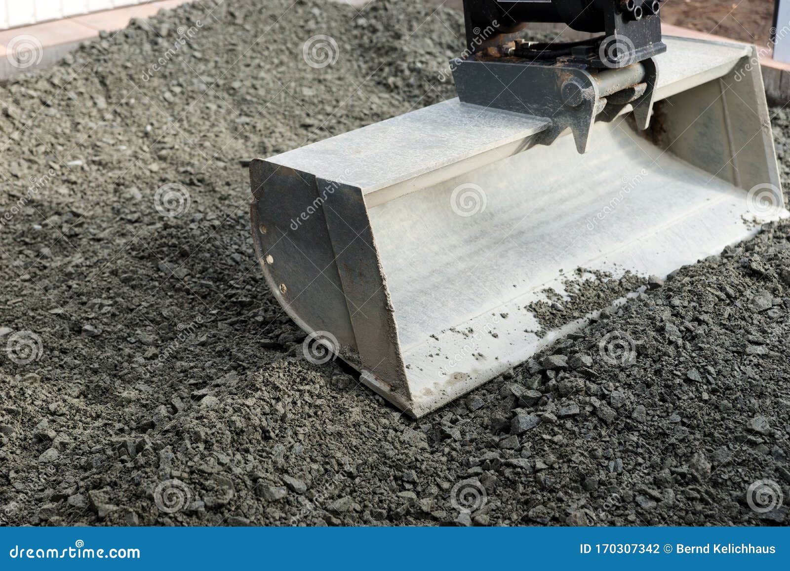 Shovel of an Excavator for Road Construction Stock Photo - Image of ...