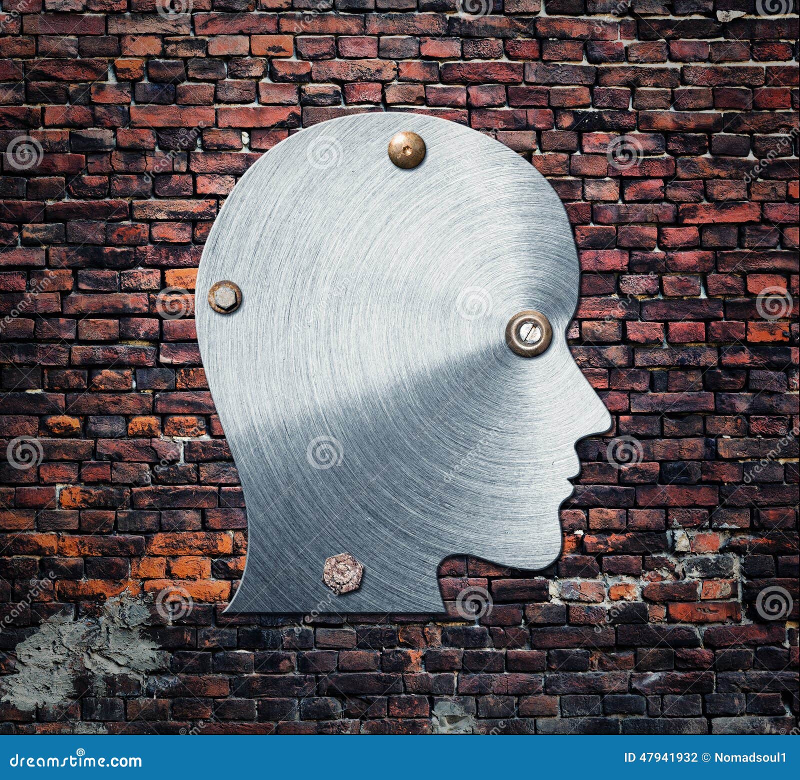 Metal Silhouette of Human Head on the Wall Stock Photo - Image of dark ...