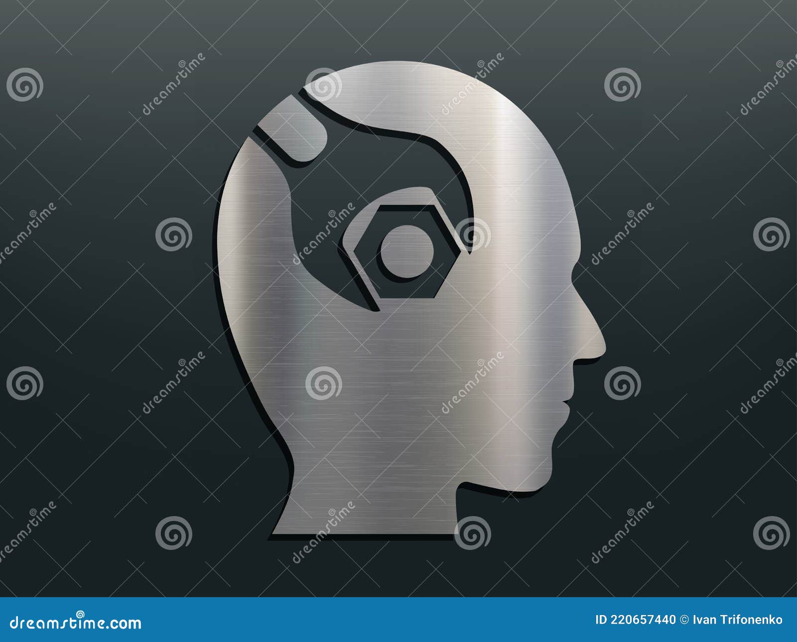 Metal Silhouette Human Head with Wrench Inside Stock Vector ...