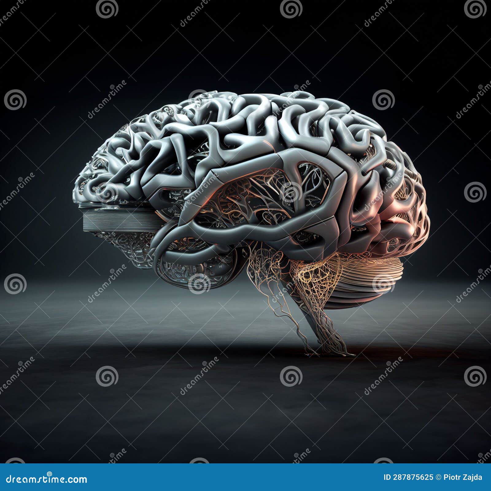 Metal and Silicone AI Brain - Artificial Intelligence. Generative AI ...