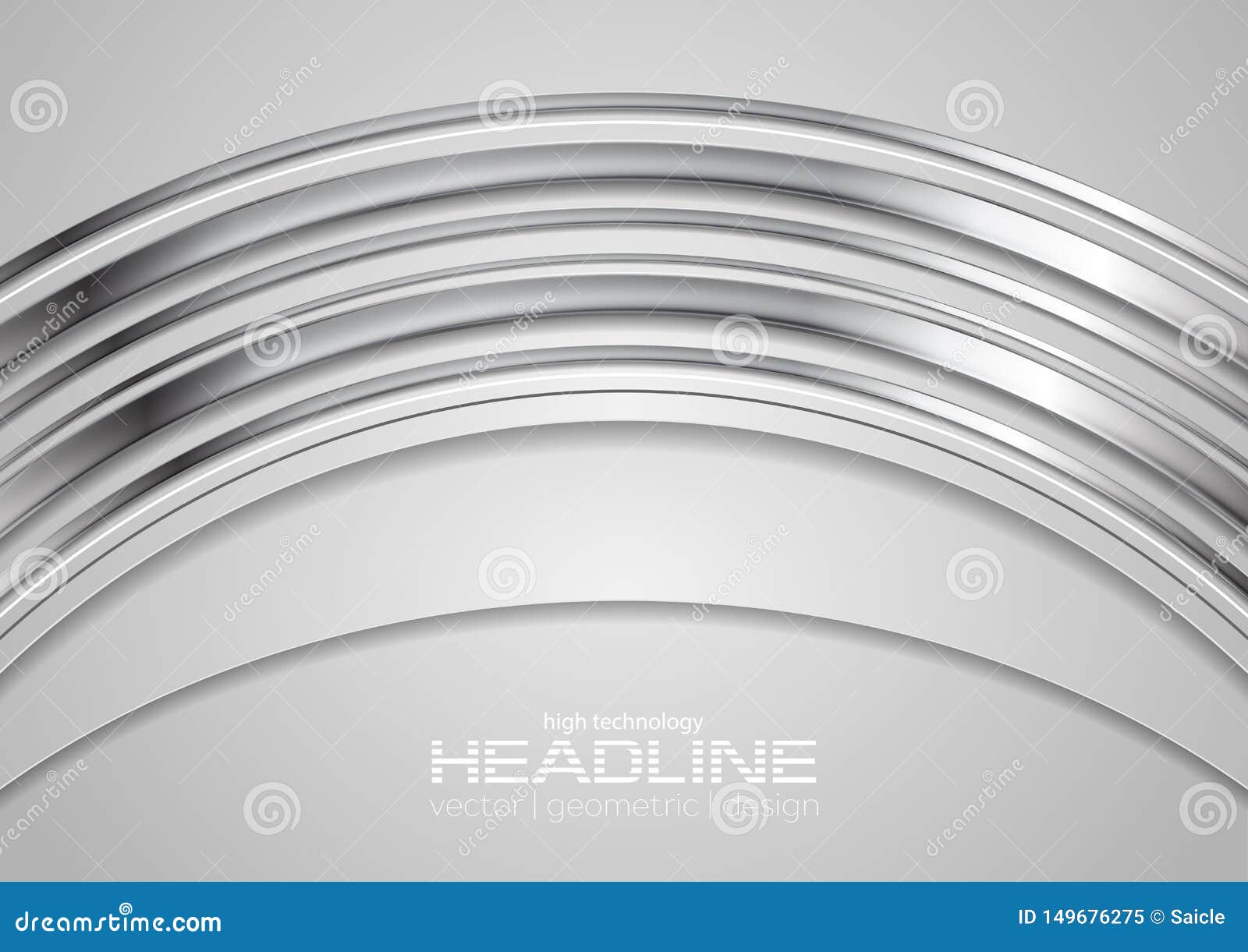 Metal Silver Arc Abstract Tech Background Stock Vector - Illustration ...