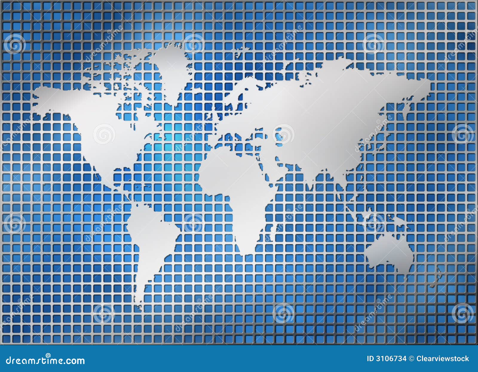 Metal Silver Grid World Map Stock Illustration - Illustration of shine ...