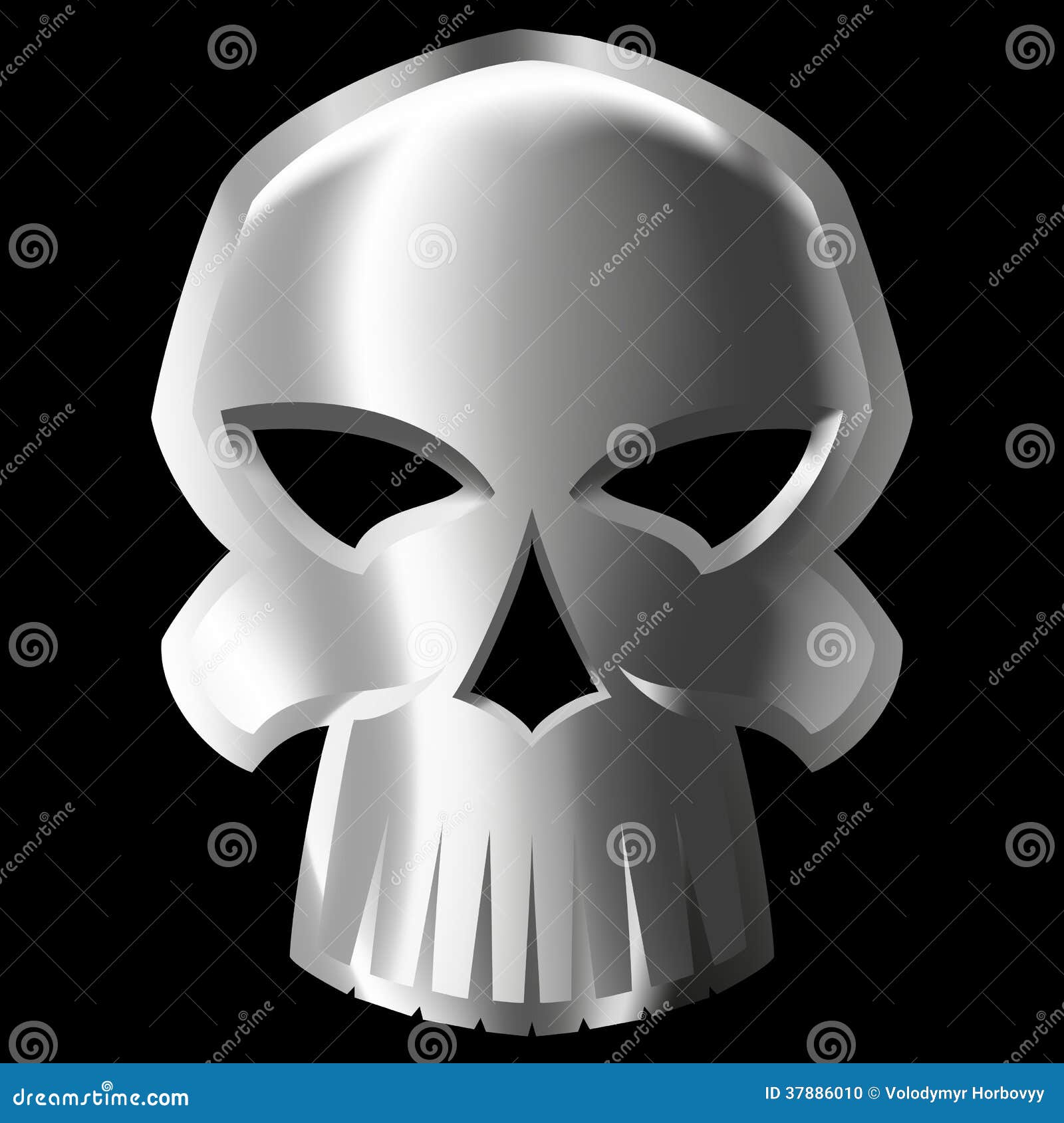 Metal skull stock vector. Illustration of artistic, gray - 37886010