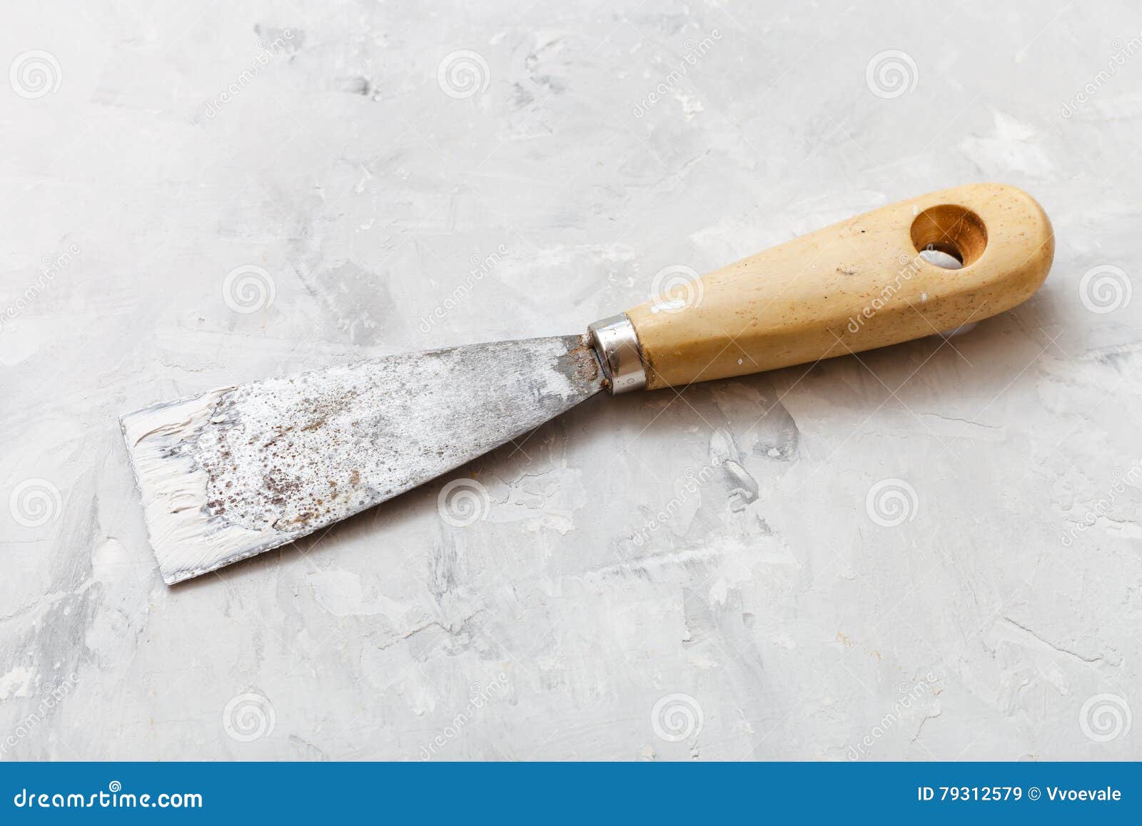 Metal Spatula with Wooden Handle on Floor Stock Image - Image of ...