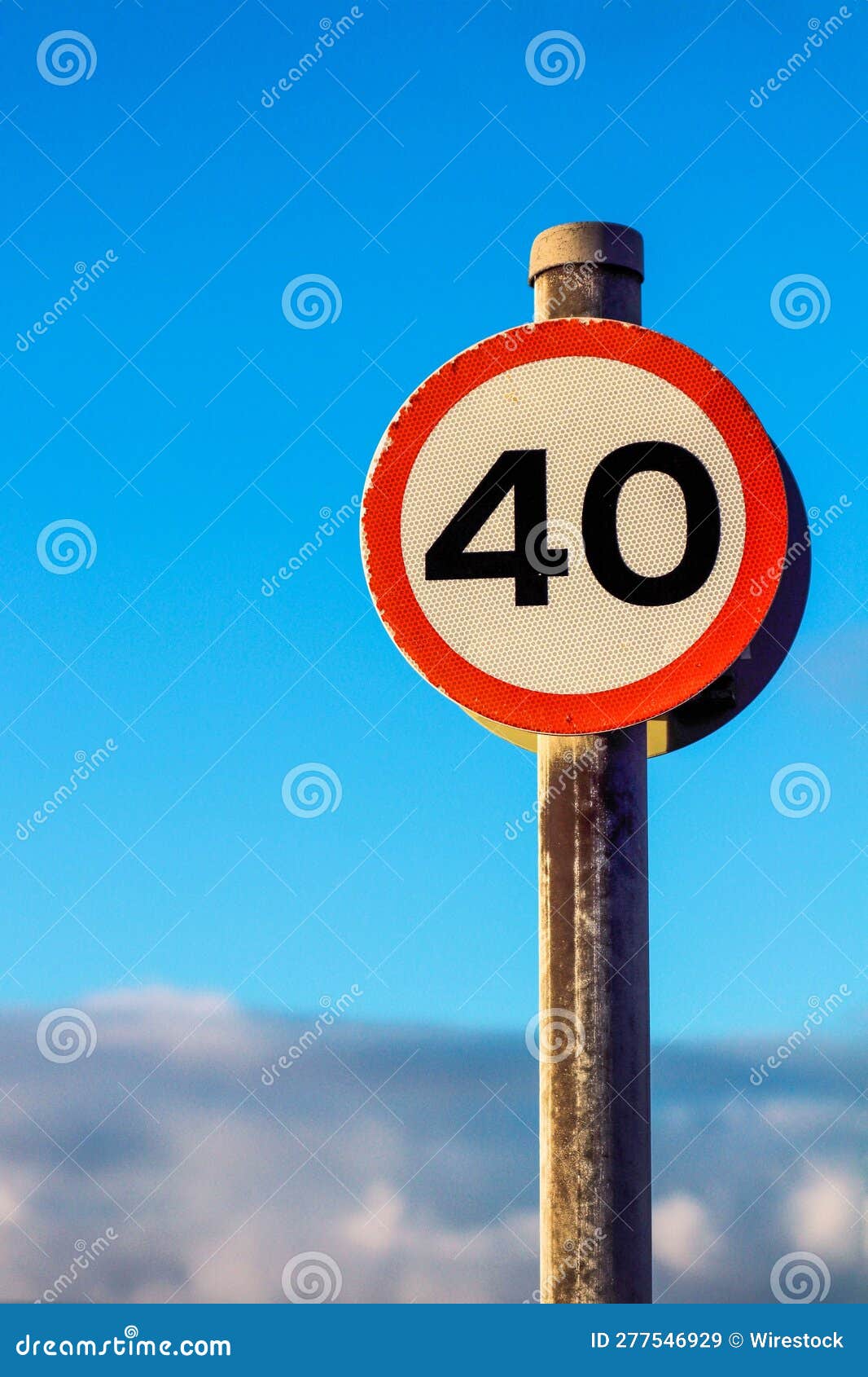 Metal Speed Limit Sign with the Number 40 Displayed at the Center of ...