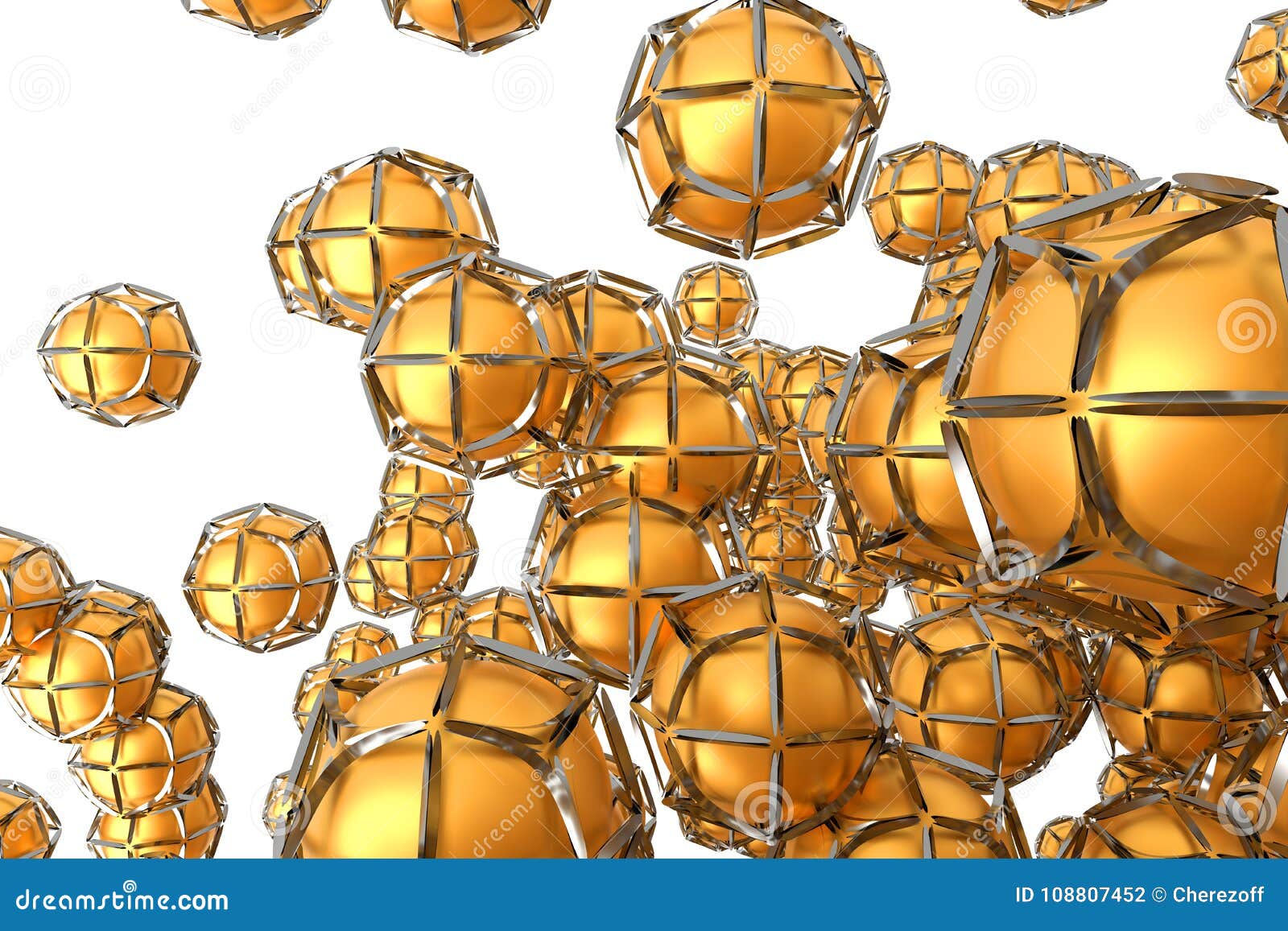 Metal Spheres in a Frame Shell Stock Illustration - Illustration of ...