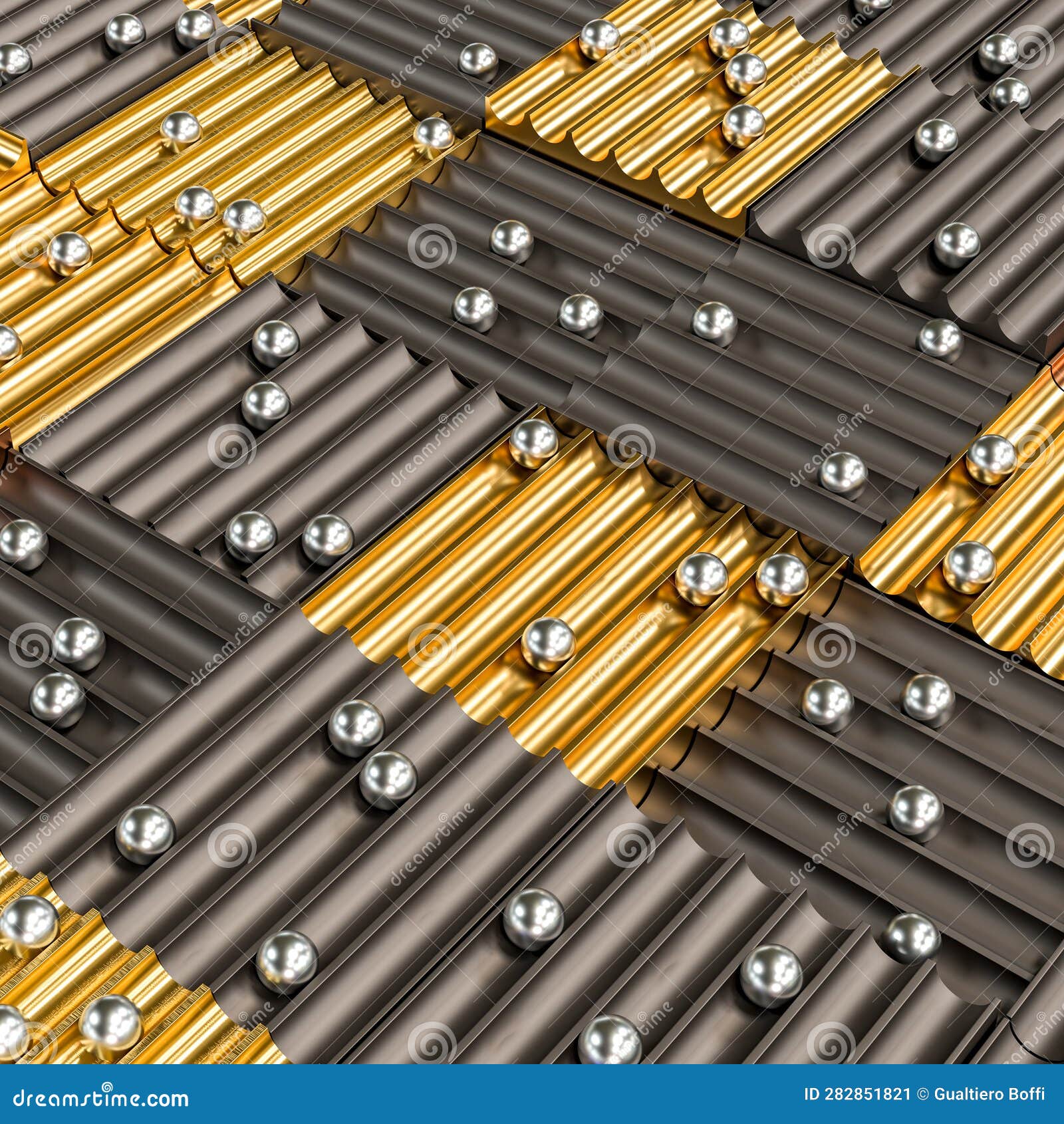 Metal Spheres and Regular Wave Geometric Shapes Stock Illustration ...