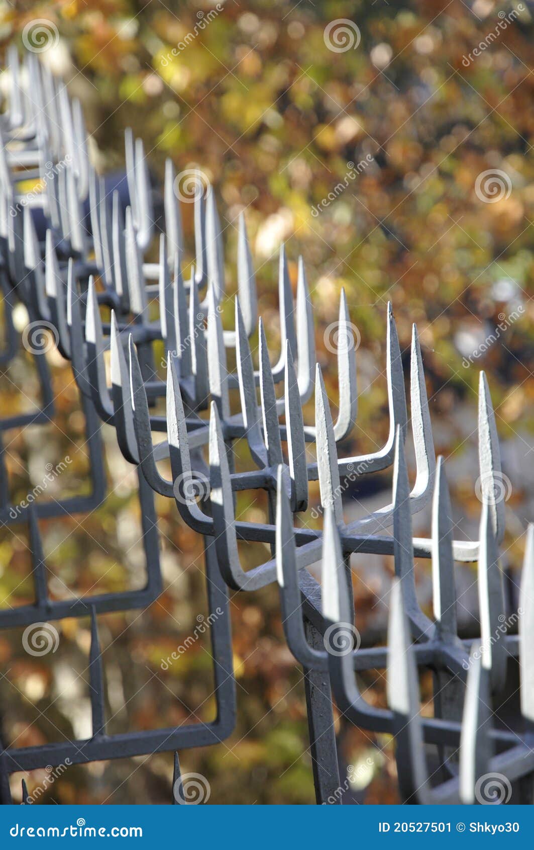 Metal Spikes with Autumn Background 01 Stock Image - Image of autumn ...