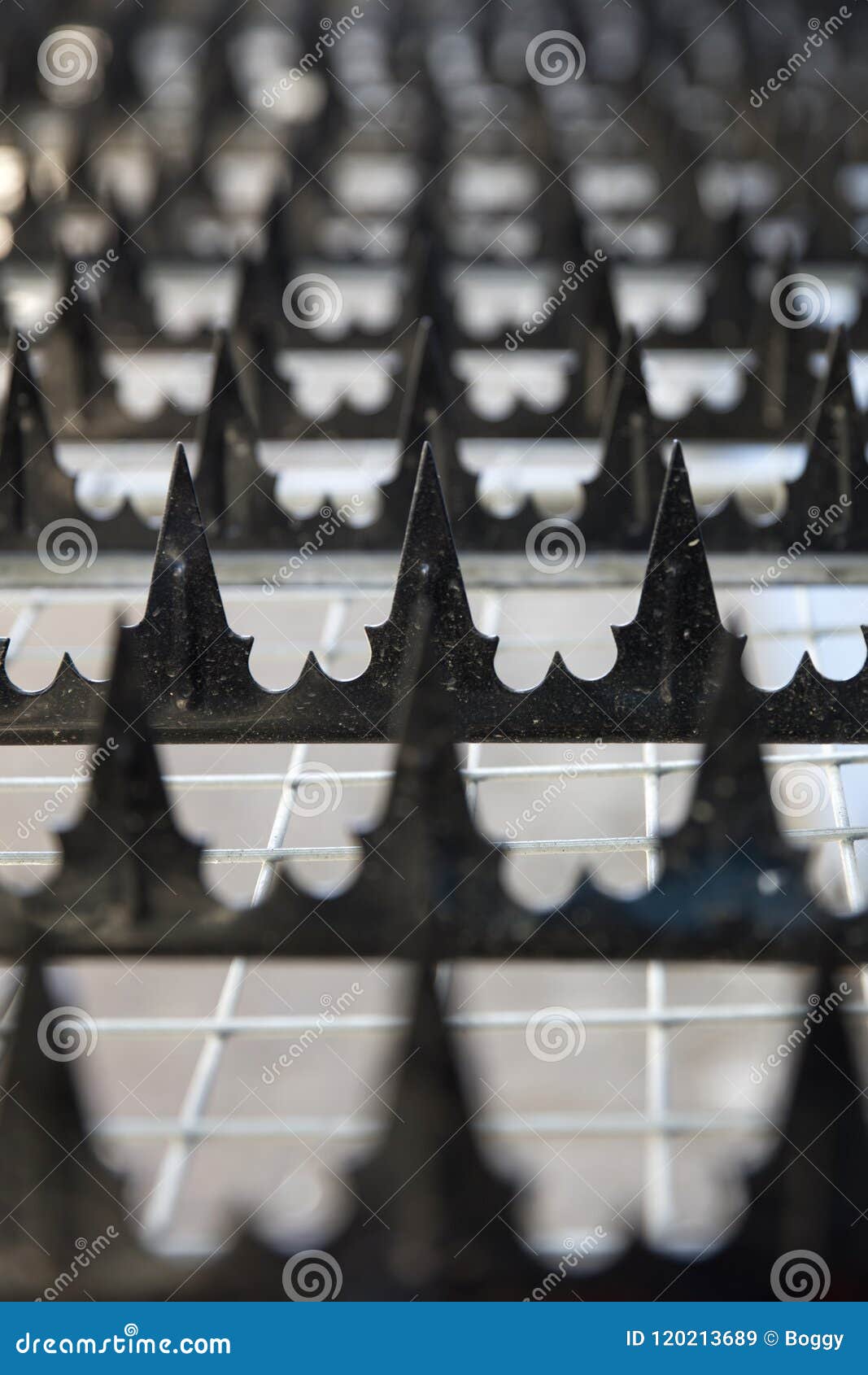 Metal spikes rows stock image. Image of iron, design - 120213689