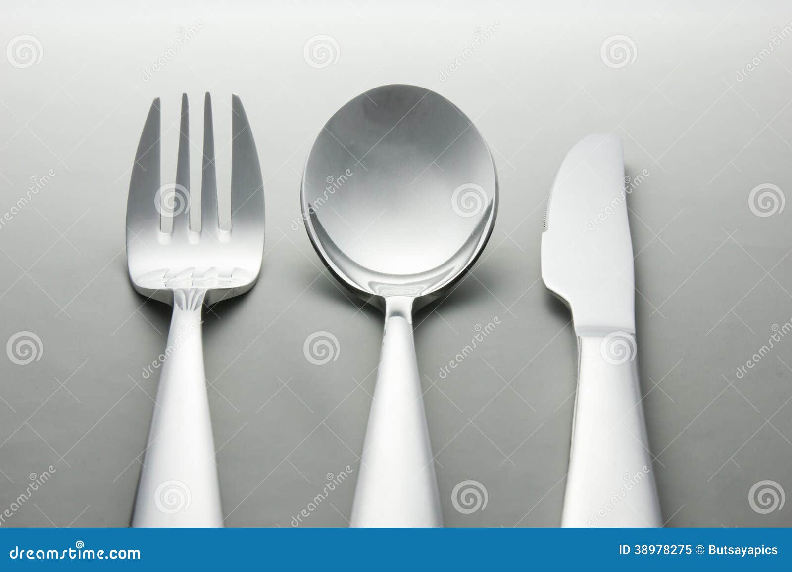 Metal Spoon, Fork and Knife. Stock Image - Image of fancy, shiny: 38978275